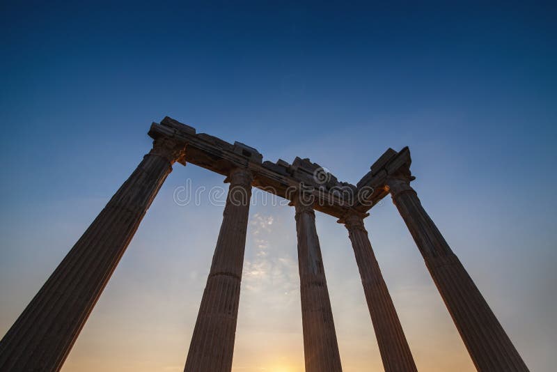 Temple of Apollo on Sunset in Side, Turkey Stock Image - Image of ...
