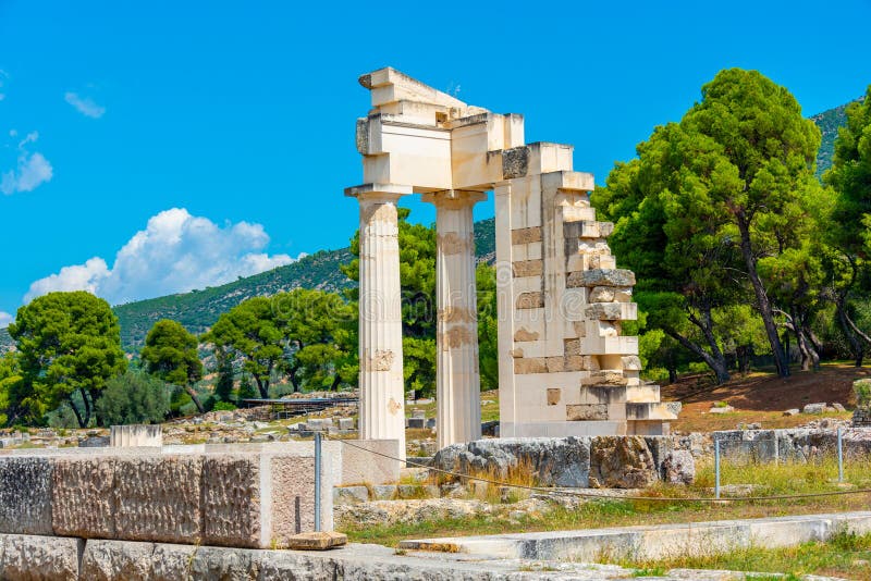 Temple of Asclepius at Epidaurus in Greece Stock Photo - Image of ...