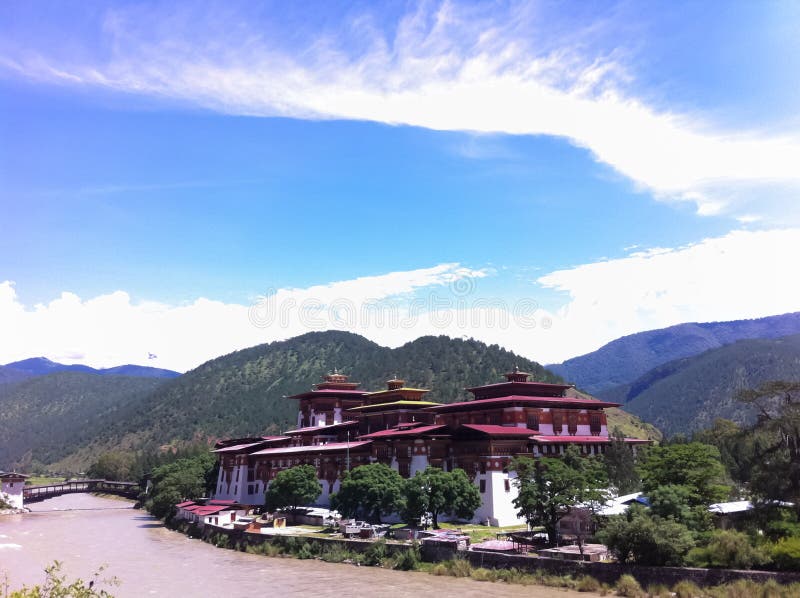 Temple in Bhutan stock photo. Image of holy, mountain - 36776264