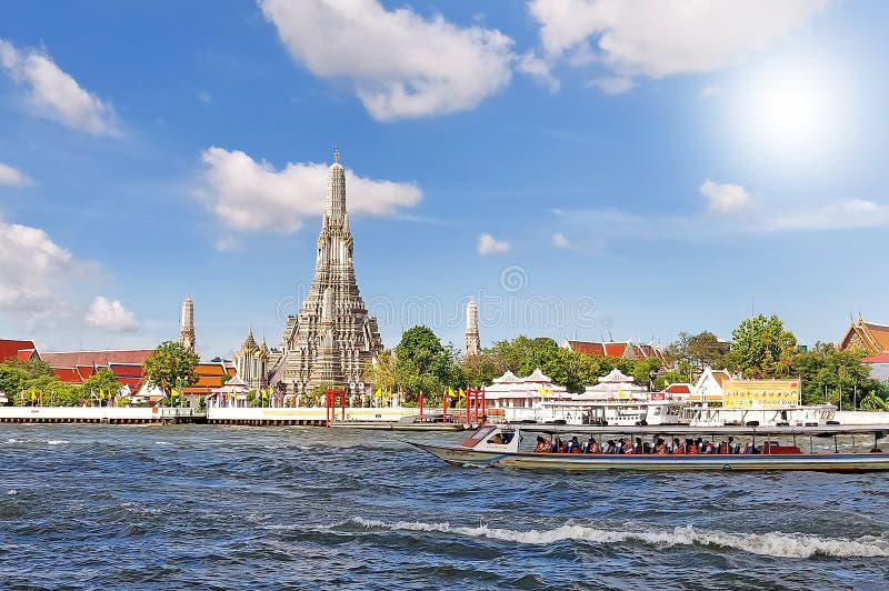 The temple call Wat arun stock photo. Image of boat - 321145758