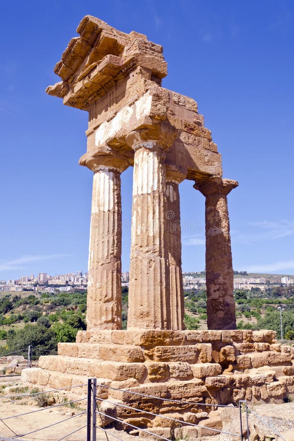Temple of Castor and Pollux, Valley of the Temples Stock Image - Image ...