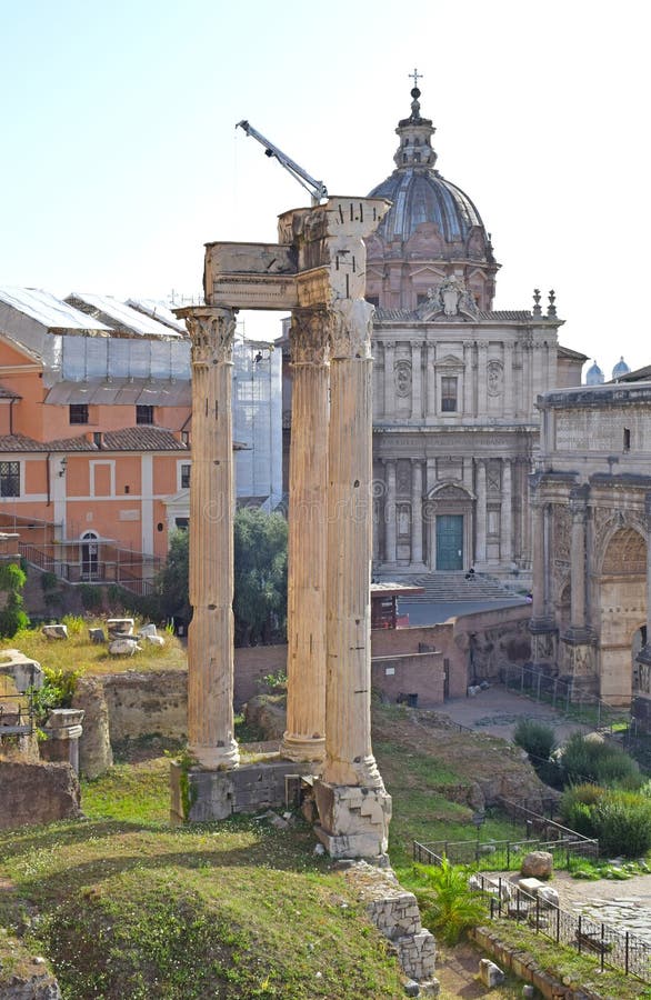 Temple of Castor, Roman Forum in Rome Stock Photo - Image of ancient ...