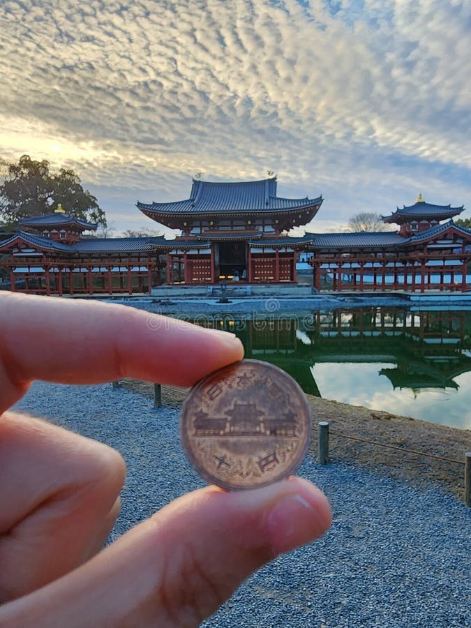 Temple on the coin stock photo. Image of byodoin, historic - 304067582