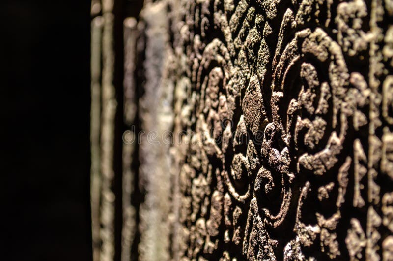 Temple Column Design in Cambodia Stock Photo - Image of culture ...