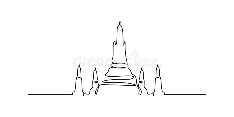 Temple Continuous Line Drawing. Building and Architecture. Vector ...