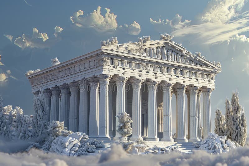 A Temple Covered in Snow Stands Amidst Swirling Clouds, Infuse Motion ...