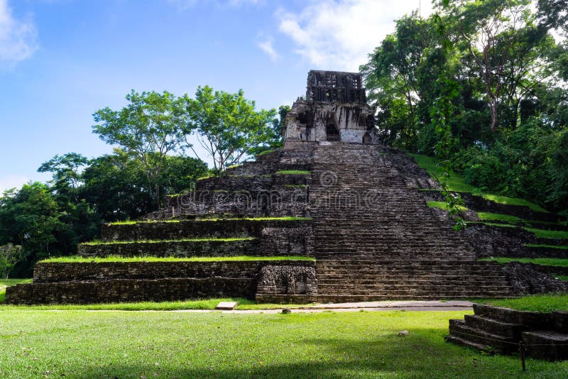 Temple of Cross in Palenque Archaeological Site in Mexico Stock Image ...