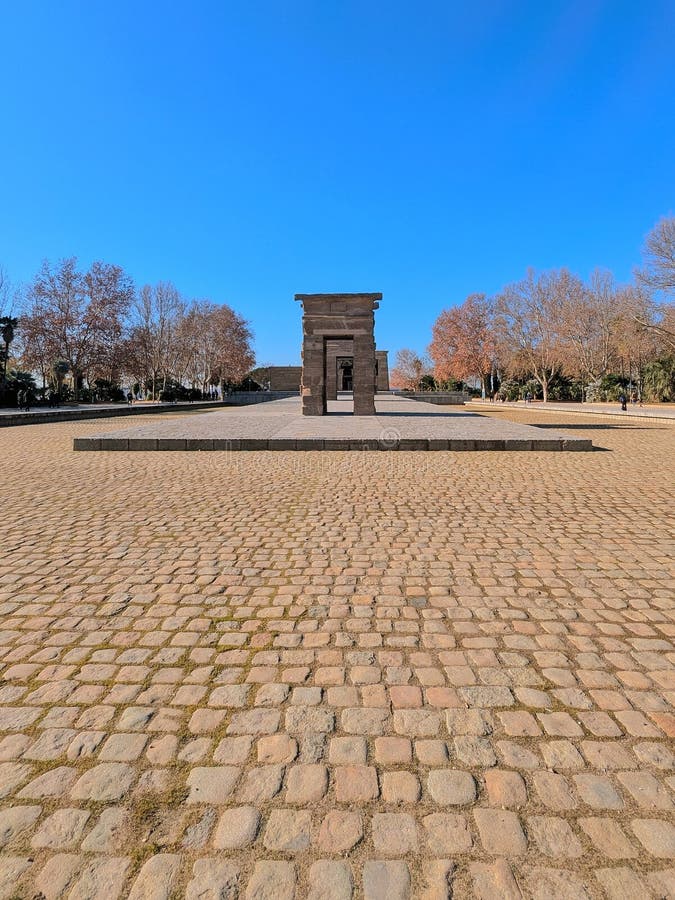 Temple of Debod in Madrid Under the Winter Sun and the Blue Sky Stock Photo - Image of madrid ...