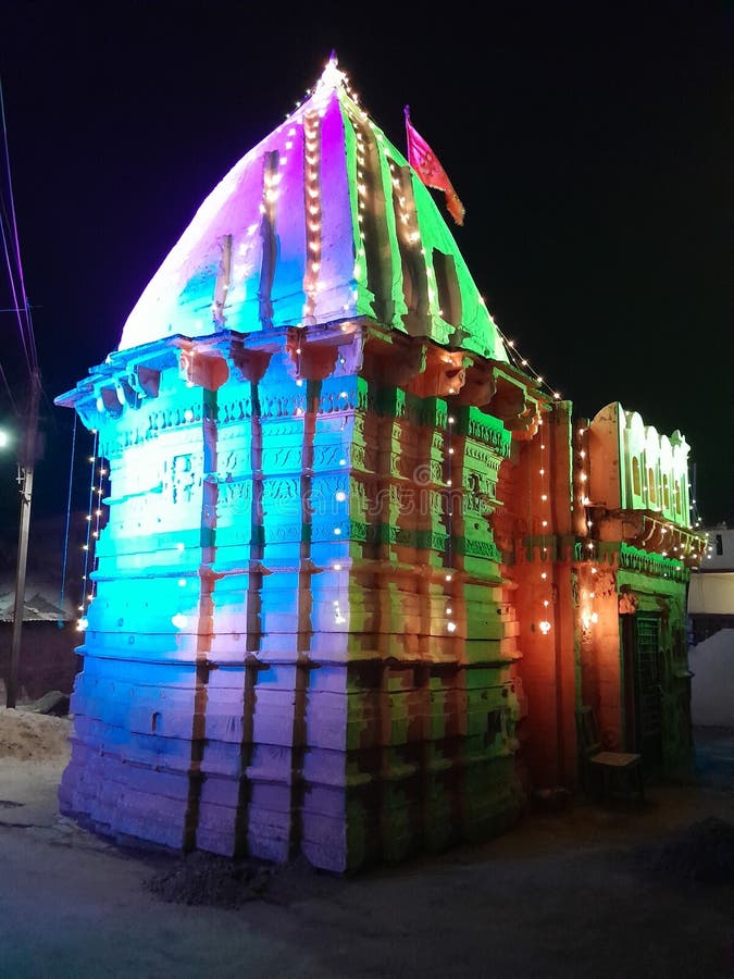 Temple Decorated by Lighted at Festival Stock Image - Image of festival ...