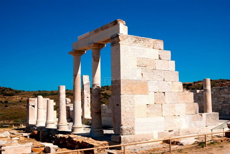 Temple of Demeter, Naxos Island Stock Photo - Image of blue, phallus ...