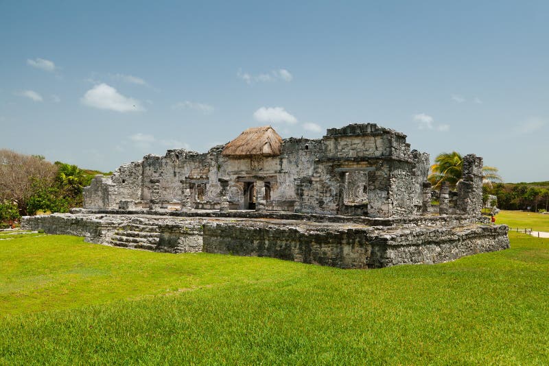 Temple of the Descending God in Tulum Mayan Ruins Stock Photo - Image ...