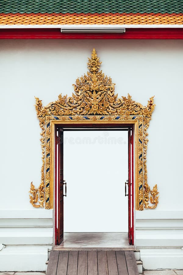Temple Door and Front Facade in Thailand Stock Photo - Image of escape ...
