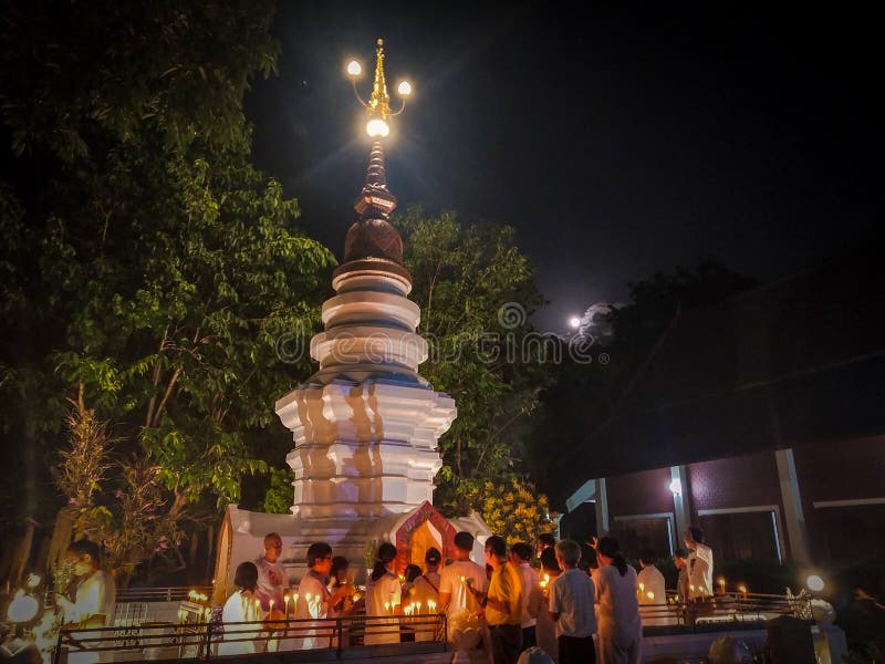 Temple in full moon night editorial photo. Image of pagoda - 151678986