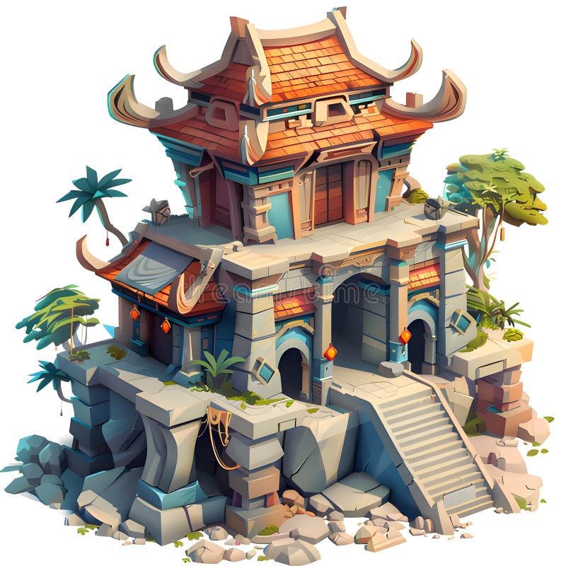 Temple for game fantasy stock illustration. Illustration of game ...