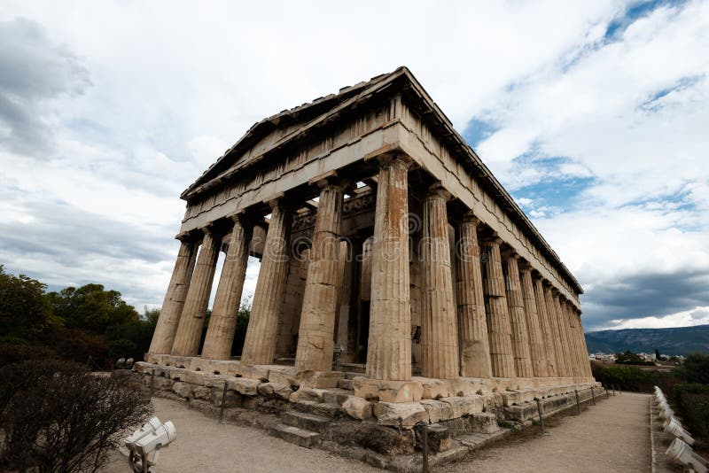Temple of Hephaestus on Agora Stock Image - Image of famous, column ...