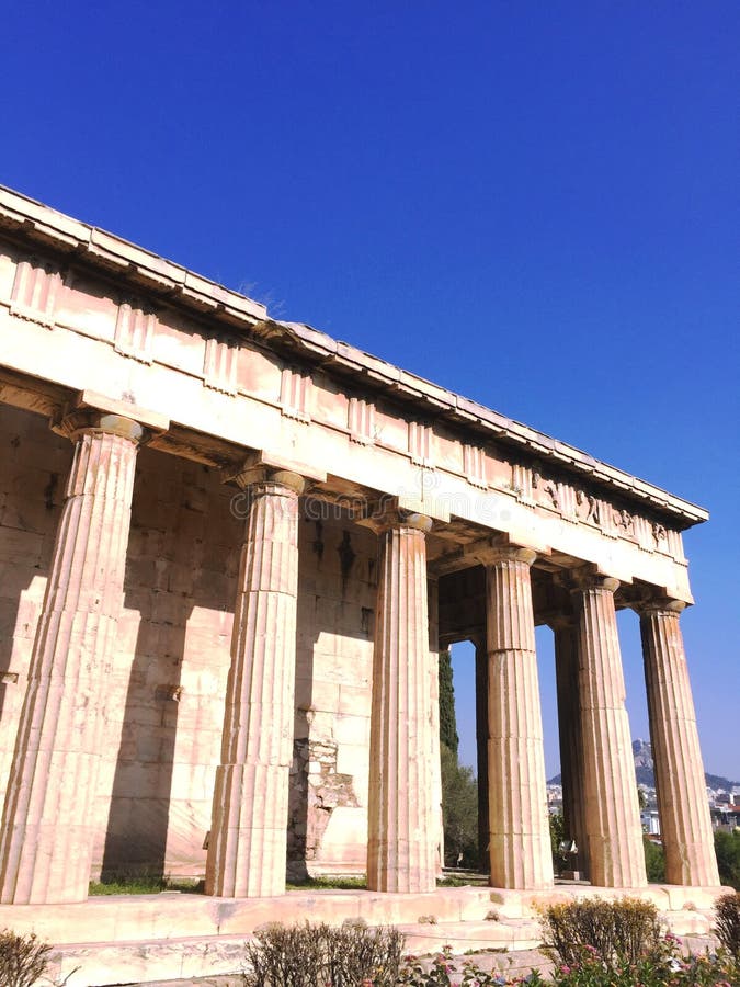 Temple Of Hephaestus In Sun Light, Athens, Greece Stock Photo - Image ...