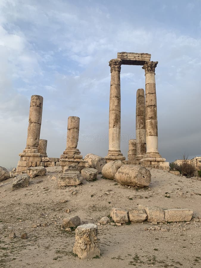 Temple of Hercules in Amman Citadel Park, Jordan Stock Photo - Image of ...