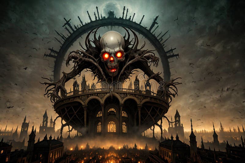 An AI-generated Image of a Temple of Horror. Stock Illustration ...