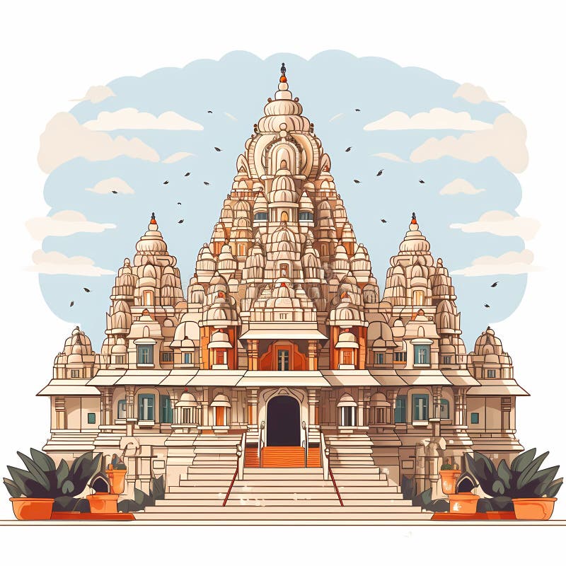 Temple Illustration Design with Cartoon Colouring Stock Illustration ...