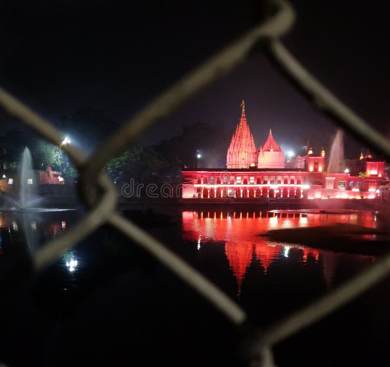 Temple Im Red Colour and it& X27;s Shadow on Water Stock Image - Image ...