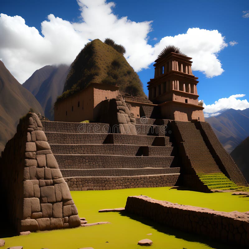 Temple of Incas, Generative AI Illustration Stock Illustration ...