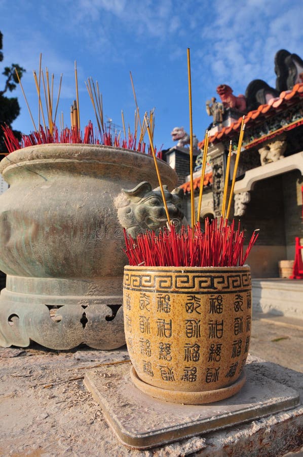 Temple and incense stock image. Image of rock, burned - 34379341