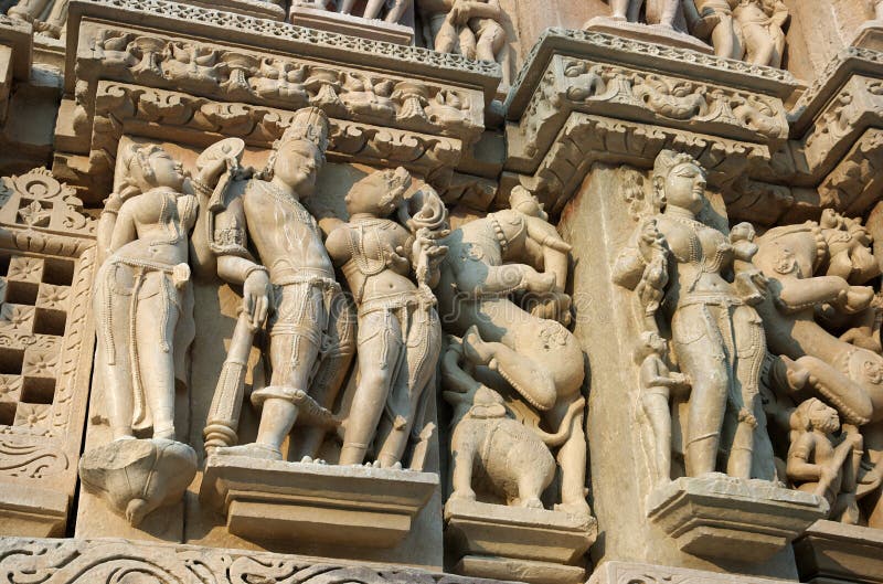 Temple Indou De Khajuraho De L'Inde De Groupe Photo stock - Image du ...
