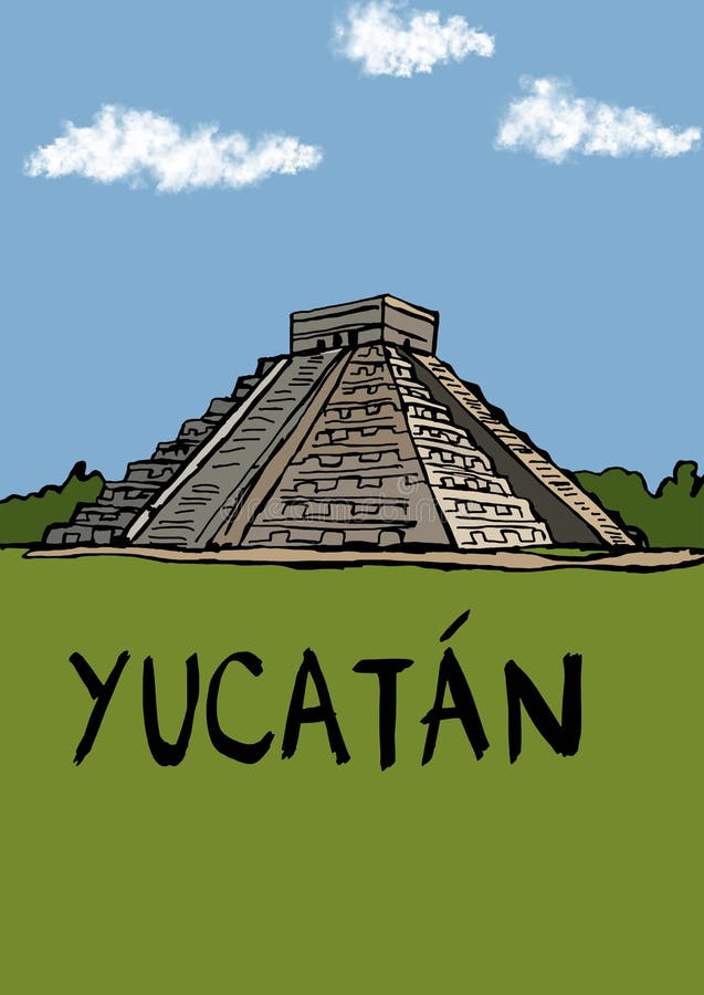 Temple of Kukulcan stock illustration. Illustration of cartoon - 51328732