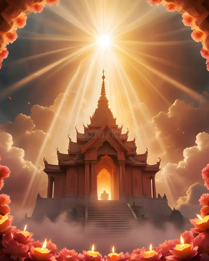 Temple Light: a Celestial Awakening Stock Illustration - Illustration ...