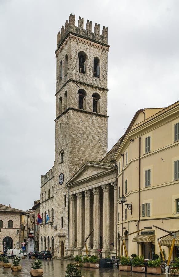 Temple of Minerva, Assisi, Italy Editorial Image - Image of umbria ...