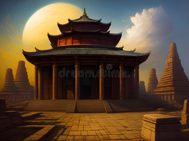 The Temple of the Moon, Abandoned Temple, Ai Generated Stock ...
