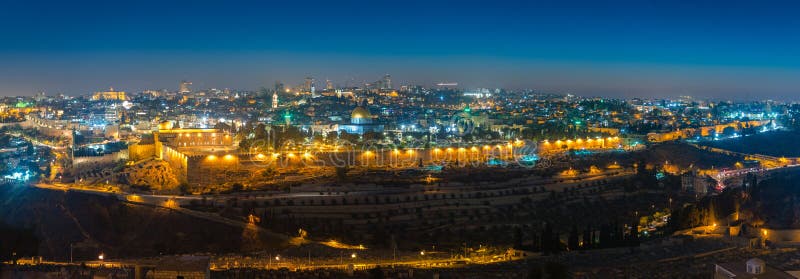 Temple Mount at Night stock photo. Image of panorama - 229977492