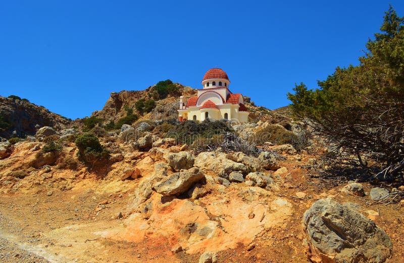 Temple in the Mountains in the South of Crete, Greece Stock Image ...