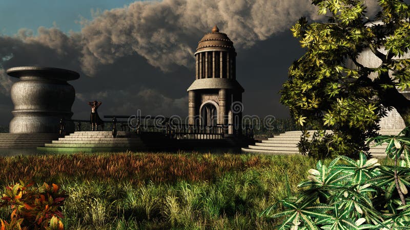 Temple in Nature stock illustration. Illustration of tree - 28192677