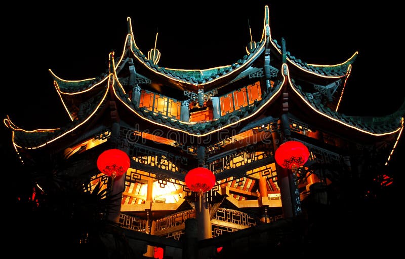 Temple at night stock photo. Image of eastern, china, historic - 2160898
