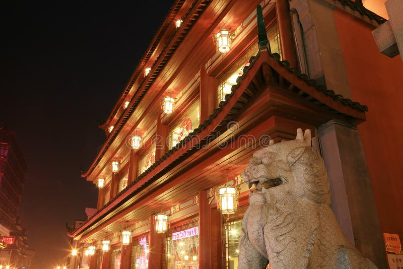 Temple at night in china stock image. Image of beijing - 6800605