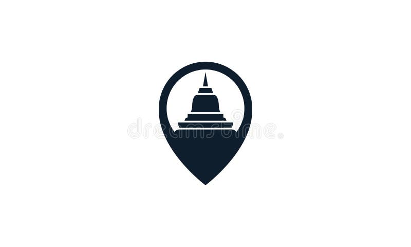 Temple with Pin Map Location Logo Vector Icon Illustration Design Stock ...