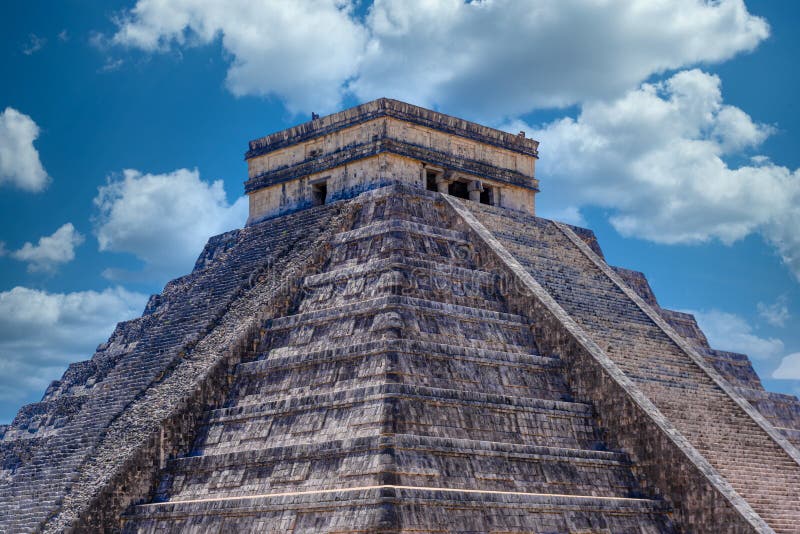 Temple Pyramid of Kukulcan El Castillo with Milky Way Galaxy Stars ...
