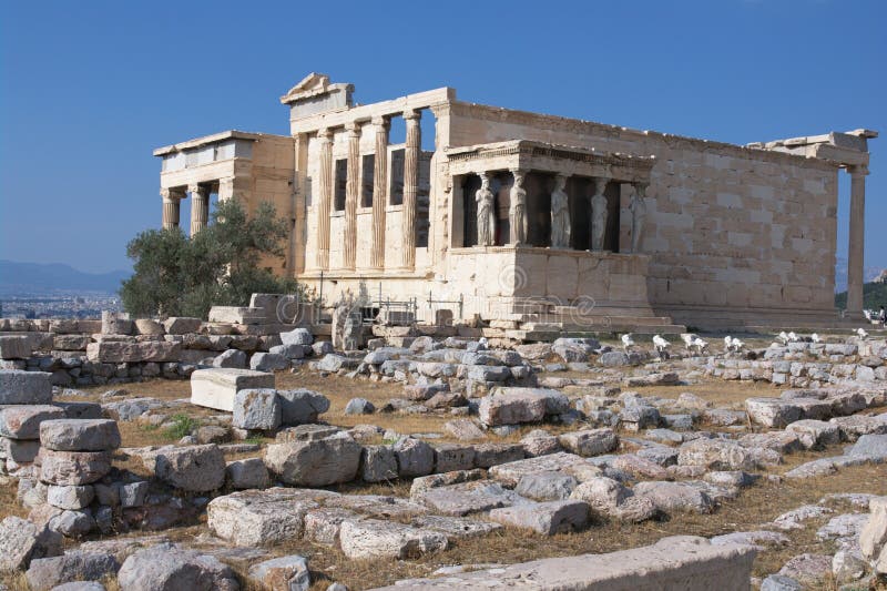 Temple ruins of Acropolis stock image. Image of statue - 15368769