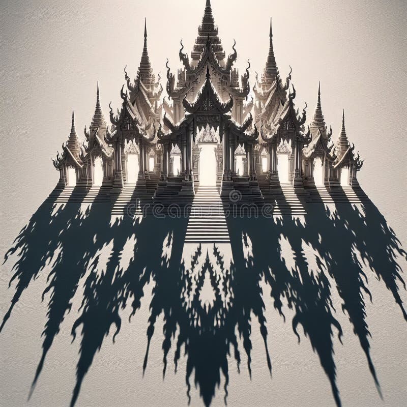 Temple Shadows a Photogram of a Temple with the Shadow Creating Stock ...