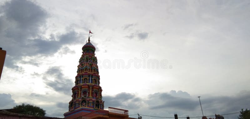 Temple Sky Cloud and Waving Flag Above the Temple. Stock Image - Image ...