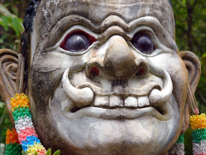 Temple statue face stock image. Image of thai, teeth, fang - 249343