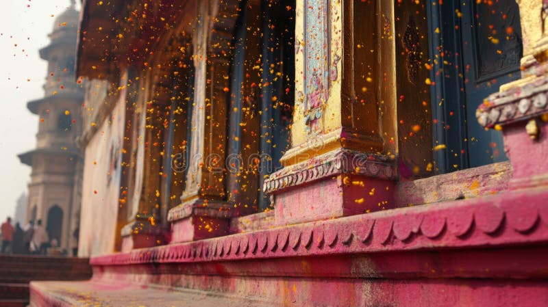 Temple Structure Showered with Colorful Flower Petals Stock ...
