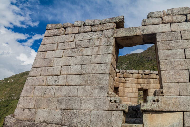 Temple of the Sun at Machu Picchu Ruins Stock Photo - Image of sacred ...