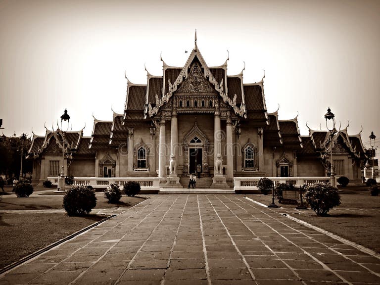 Temple in Thailand Name Wat Benchama Stock Image - Image of marble ...