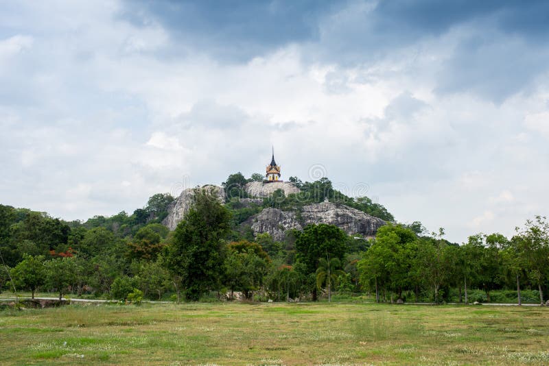 Temple on the Top of Small Mountain Stock Image - Image of white, calm ...