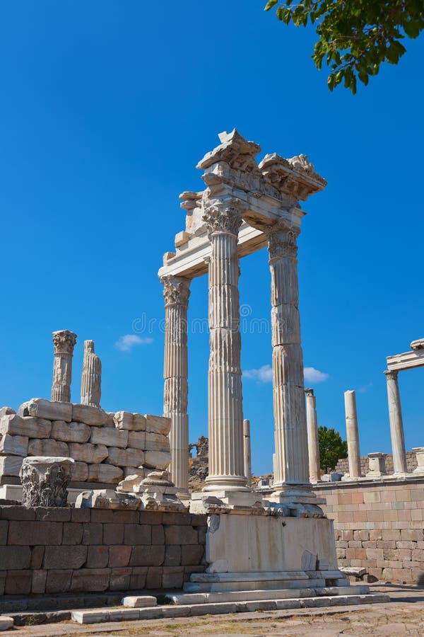 Temple of Trajan at Acropolis of Pergamon in Turkey Stock Photo - Image ...