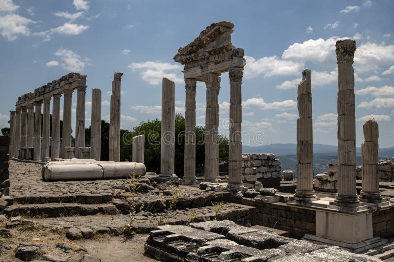 The Temple of Trajan at Pergamon. Turkiye Stock Photo - Image of ...
