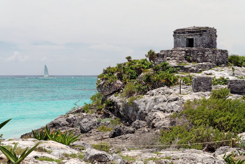 Temple in Tulum, Mexico stock photo. Image of archeology - 28701714