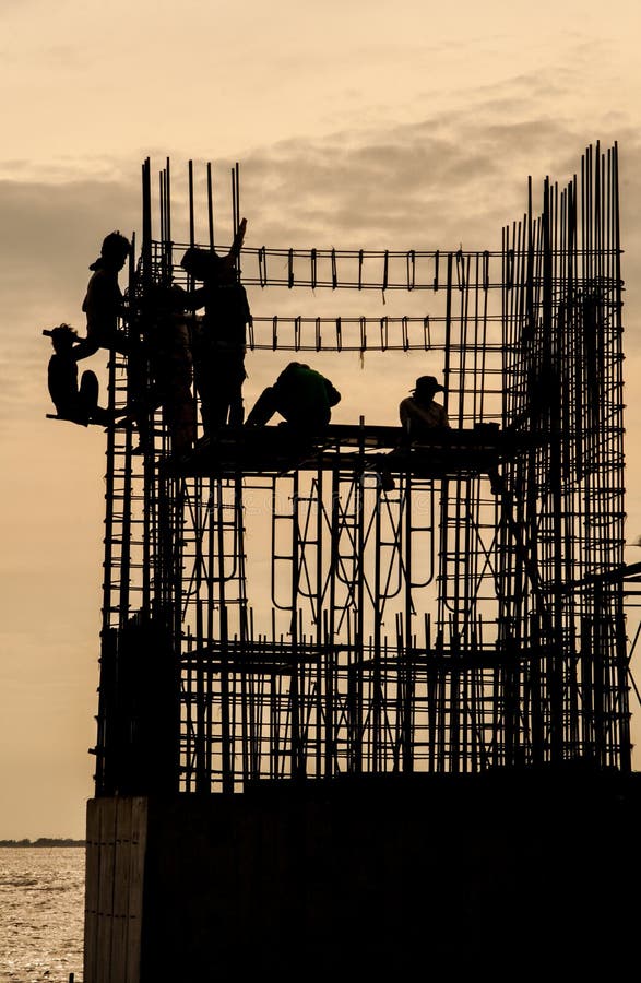 Temple Under Construction with Workers Near Mangrove Forest Stock Image ...